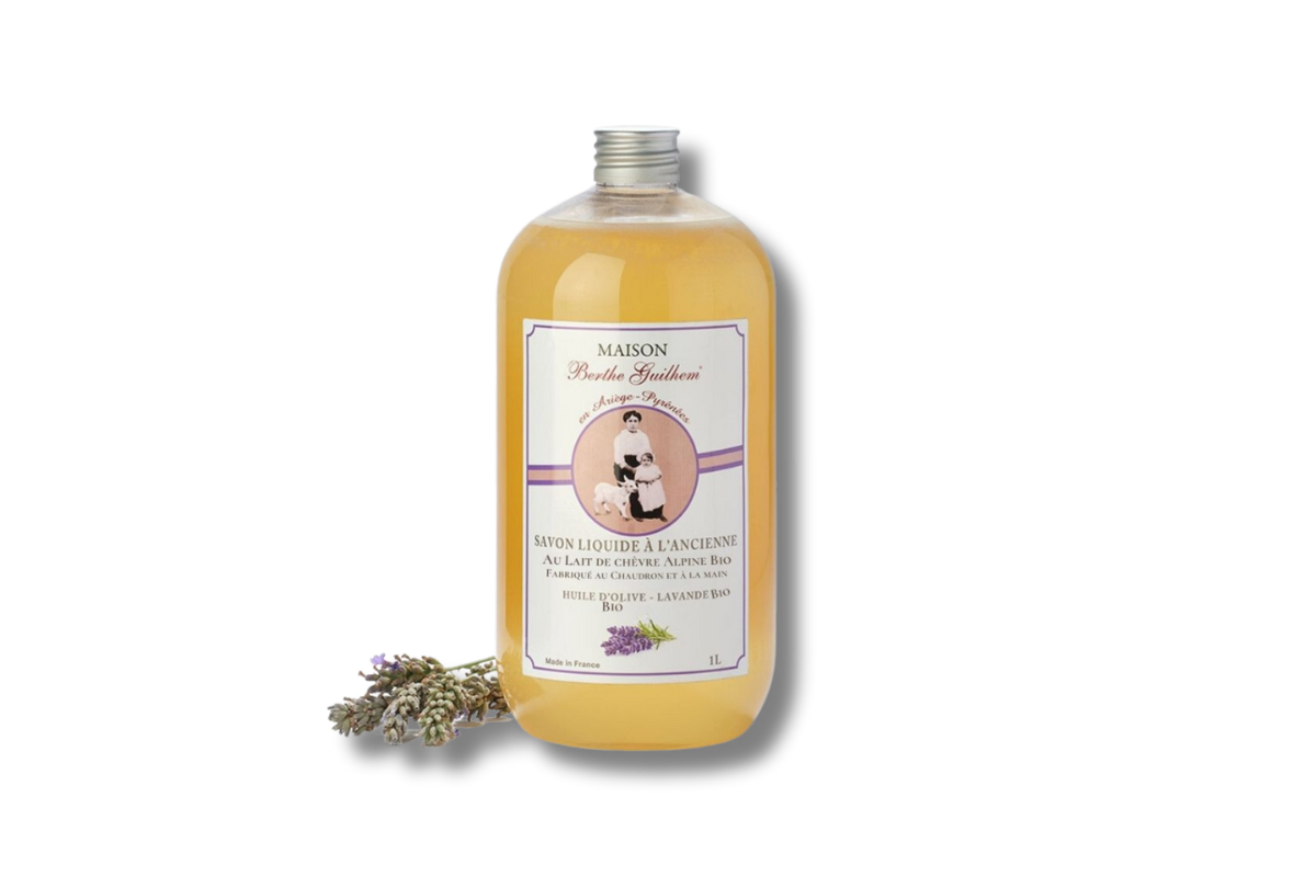 Savon liquide lait de chèvre Huile d’olive bio – Lavande Bio - 1 litre